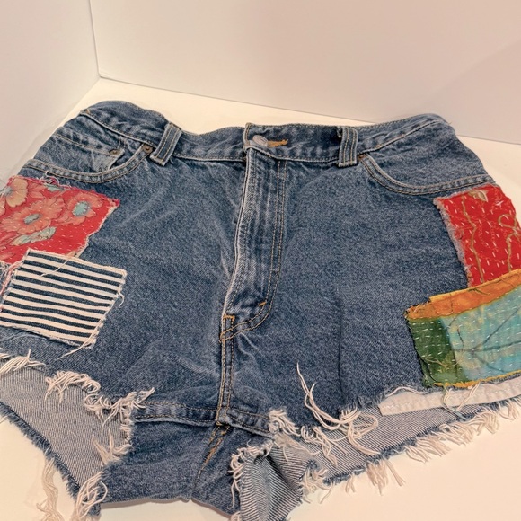 Vintage | Shorts | Levis Upcycled Denim Patchwork Boho Short Shorts ...